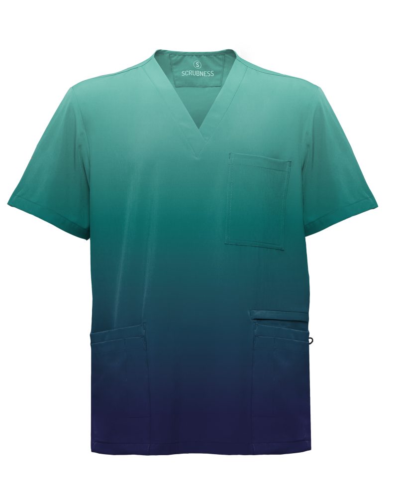 Sea Blue Inclusive Ombre Scrub Top - Scrubness